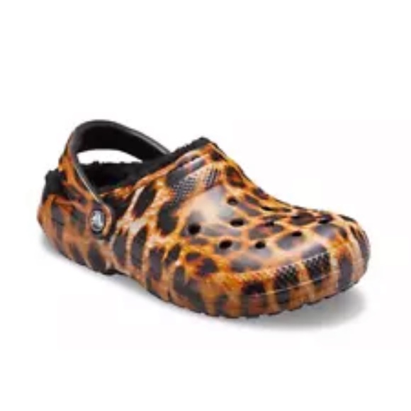 CROCS | Shoes | Crocs Classic Lined Leopard Clogs Animal Print Fleece ...